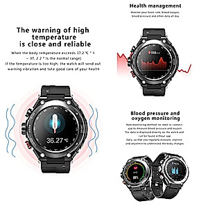 T92 Smart Watch with Earbuds MP3 Bluetooth Headset 3 in 1 1.28 Inch Smartwatch Built-in Wireless Earbuds Speaker Round Fitness Tracker Music Body Health Monitor (Black)