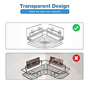 Conworld 4 Packs Shower Caddy Adhesive Replacement, Strong Sticky Heavy-duty Wall Adhesives Nail Free Transparent Adhesive Pad, Adhesives Hook for Shower Caddy, Kitchen Racks, Bathroom Storage Shelves