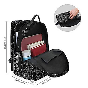 COFEIYISI Detachable Backpacks,Black Paisley Bandana Pattern,College Bookbag Crossbody Casual Shoulder Daypacks Travel Laptop for Women Men