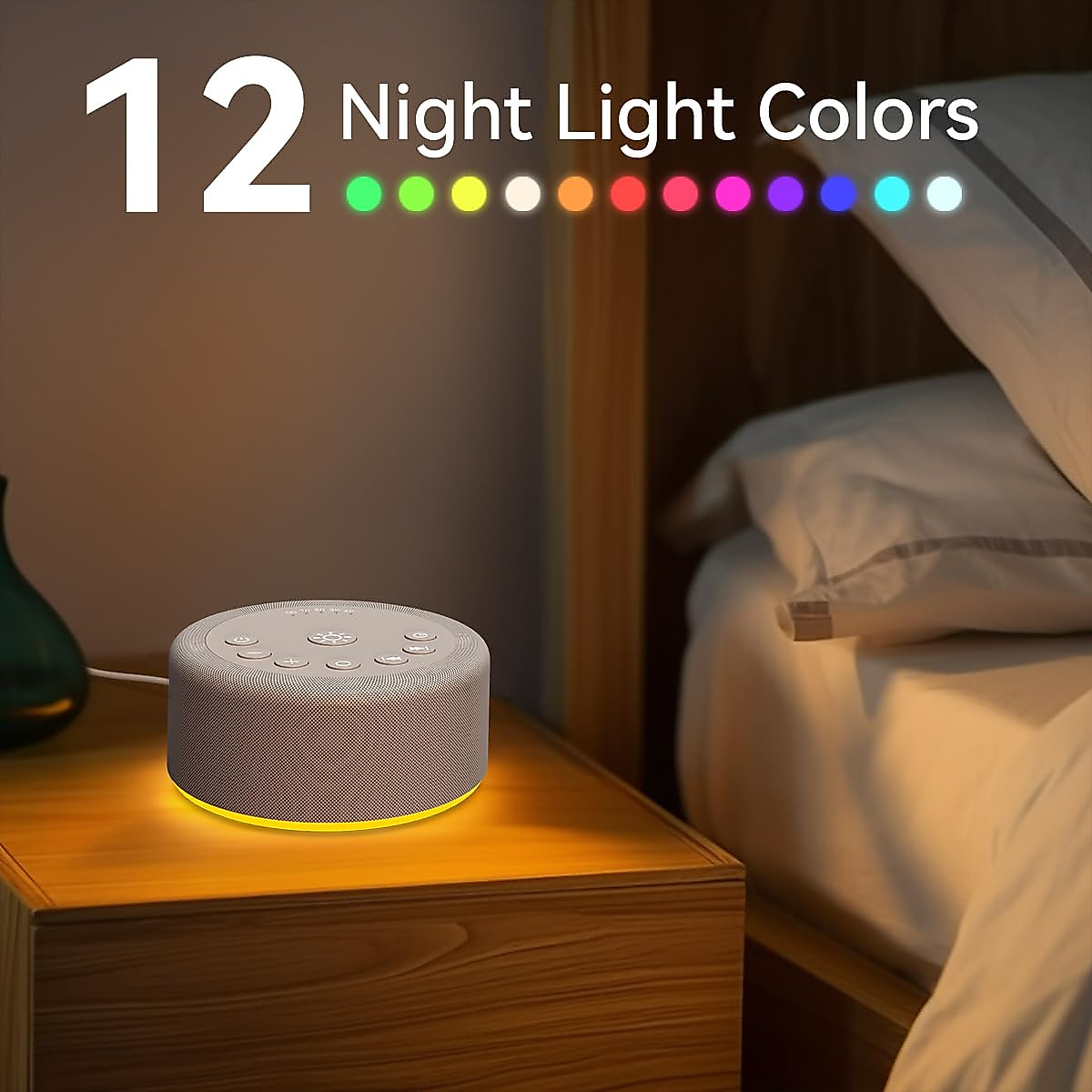 Sleep Sound Machine White Noise Machine 30 Non Looping Sounds 12 Night Light Colors 5 Timers 36 Adjustable Volume Memory Function Brown Noise Sounds Machine for Baby Kids Adult & Home Office Travel