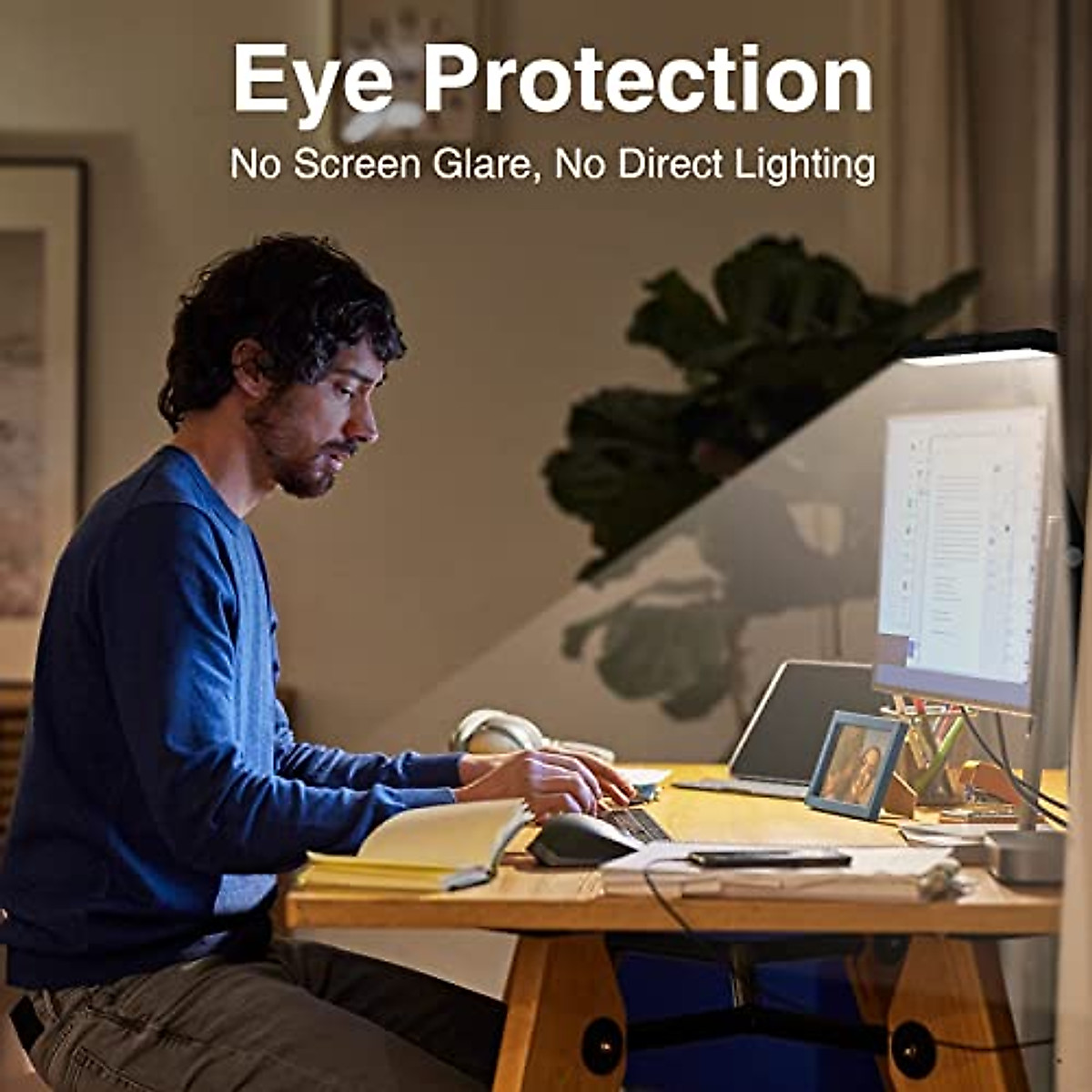 Desk Lamp,Desk Lamps for Home Office,Modern Architect Lamp with Clamp,Eye-Caring Dimmable Arm Table Lamp with Memory and Timing Function for Monitor Studio Reading,5 Color Modes & 5 Brightness Levels