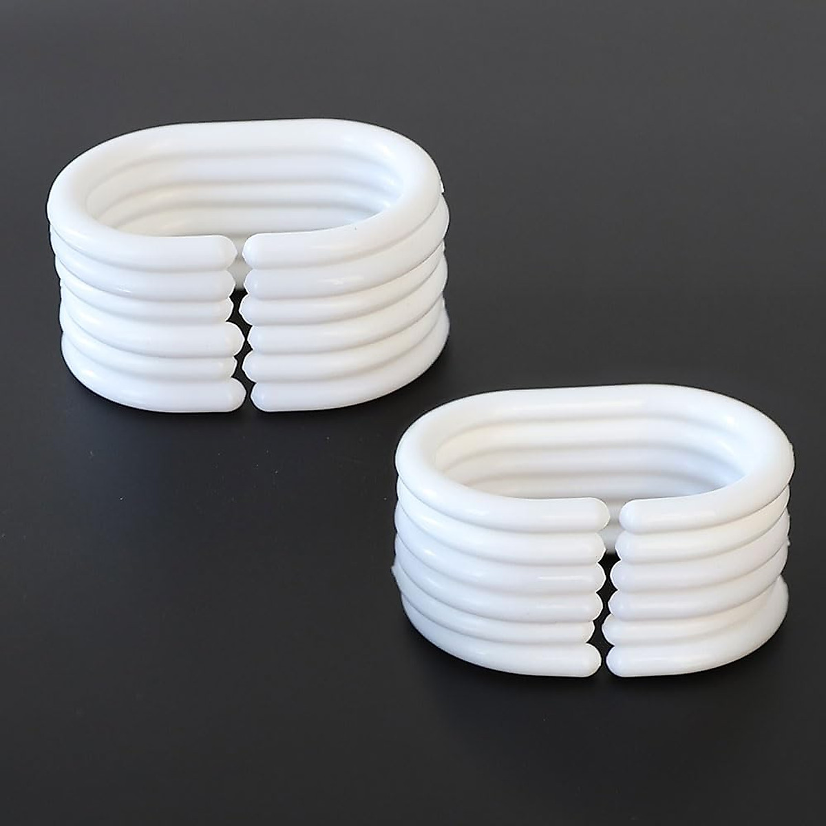 12 pcs Shower Curtain Rings Plastic Shower Curtain Hooks C-Shaped Rings Hook Hanger Bath Drape Loop Clip Glide for Bathroom Shower Window Rod(White)