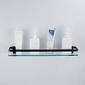Cabilock Bathroom Glass Shelf Floating Wall Mounted Shower Organizer Cosmetic Toiletries Storage Holder for Kitchen Bathroom