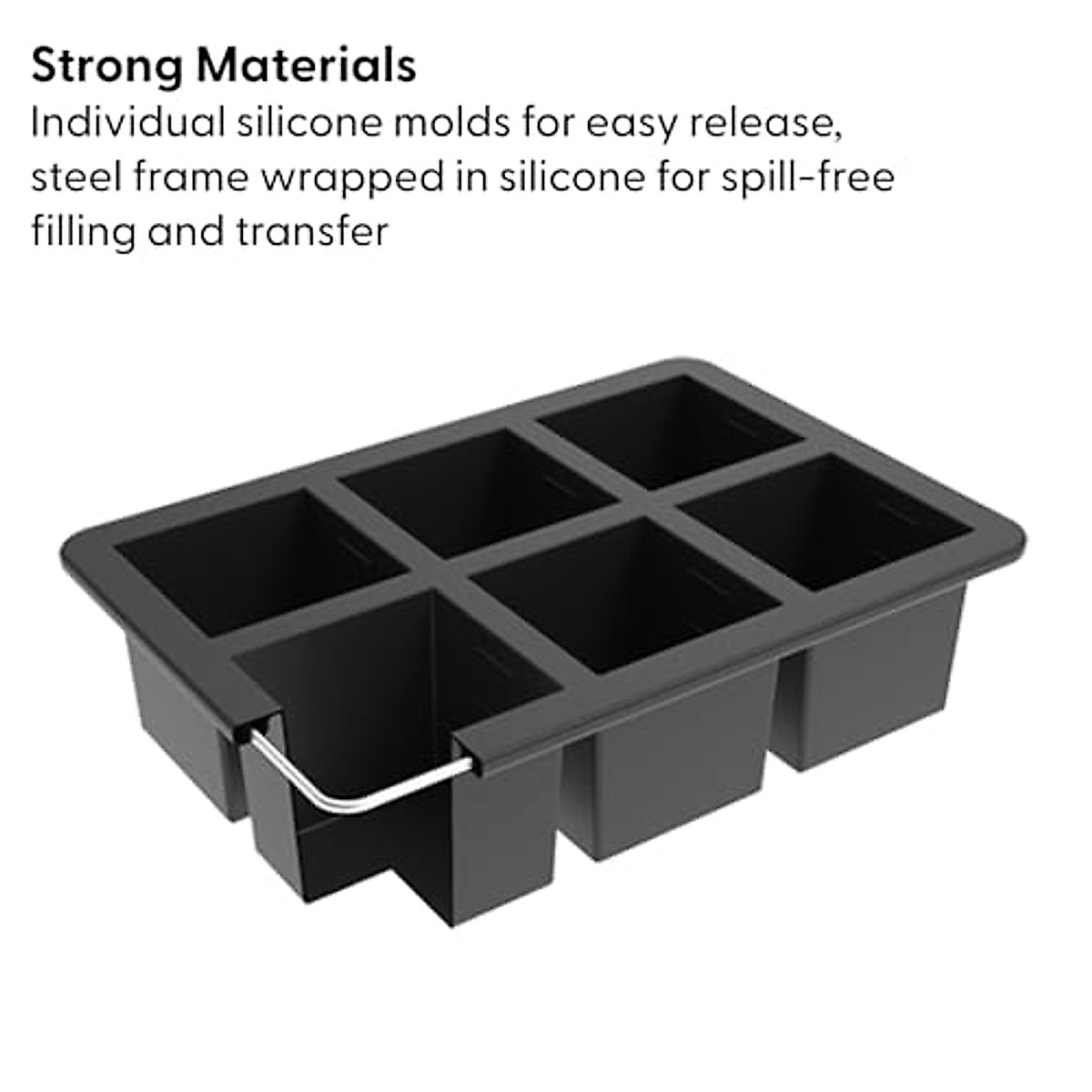 W&P Cup Cubes Silicone Freezer Tray with Lid, Charcoal, Makes 6 Perfect 1-Cup Portions, Freeze & Store Soup, Broth, Sauce, Leftovers, Dishwasher Safe