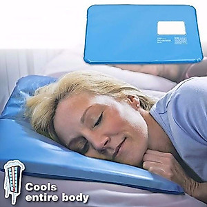 Summer Cooling Pillow Multi Functional Cool Pad Breathable Health Ice Pad for Home Office Car Travel Flocking PVC Blue (Sky-Blue)