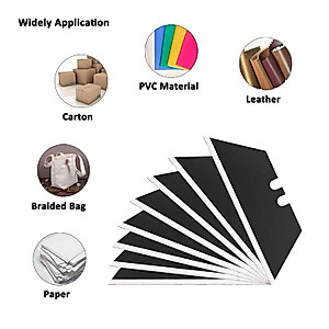 Utility Knife Blades 50-Pack, SK2H Black Carbon Steel, Standard T-Shape Replacement Blades for Most Cutter Knives-61 x 19 mm