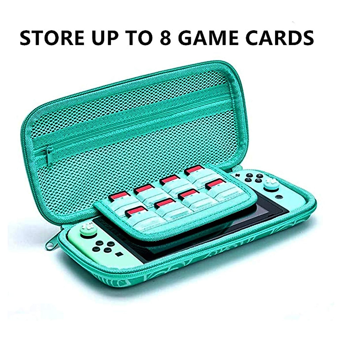 Carry Case for Nintendo Switch, Shockproof Hard Shell Protective Cover Portable Travel Bag, New Leaf Crossing Carrying Case for Nintendo Switch with 10 Game Card Slots and Inner Pocket