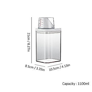Laundry Powder Bin, Household Washing Powder Storage Container, Laundry Detergent Powder Storage Box,With Measuring Cup Rice Storage Bottle Laundry Powder Box （1100ml）