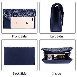 BAGLAMOR Women's Evening Handbags Elegant Envelope Clutch Purse Bag for Wedding Party Prom, Dark Blue