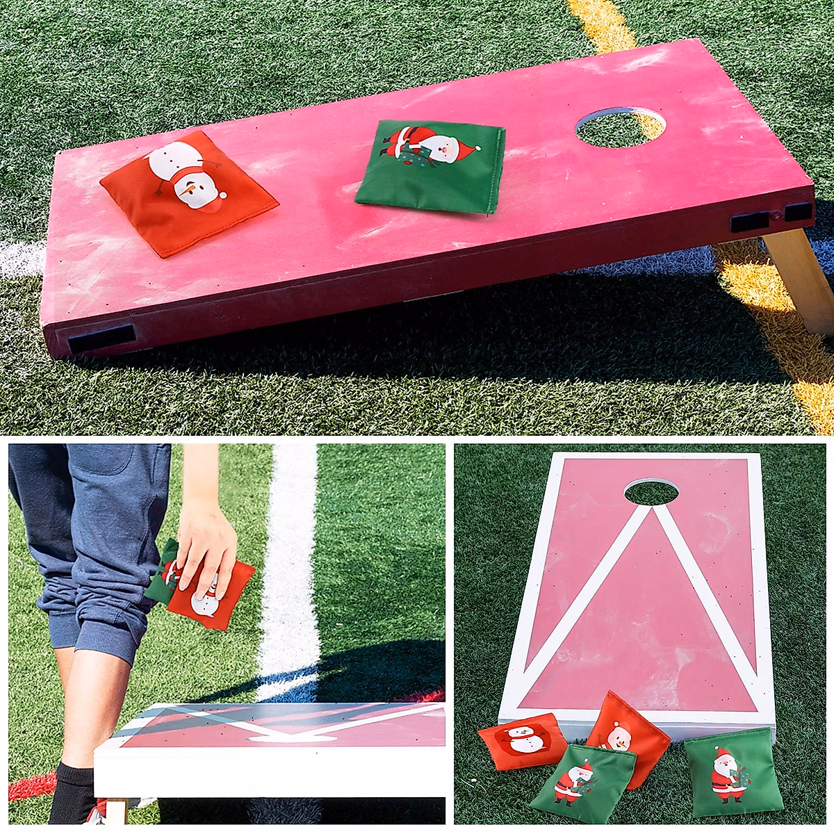 Ceenna 12 Pcs Thanksgiving Bean Bags Halloween Pumpkin Cornhole Game Bags for Tossing Christmas Game Bean Bags Corn Hole Beans Bags for Holiday Party(Snowman and Santa Claus)