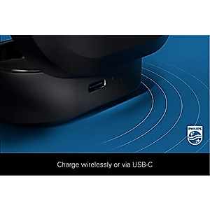 Philips T8505 True Wireless Earbuds, Hybrid Active Noise Canceling (ANC), Bluetooth 5.0 Voice Assistant, IPX4 Splash Resistant, App Control, USB-Charging, Wireless Charging case Included (TAT8505BK)