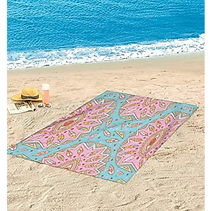 Sand Resistant Beach Towel Oversized (39×71 inches) Quick Dry Lightweight Highly Absorbent 100% Microfiber Personalized Boho Beach Towels for Adults