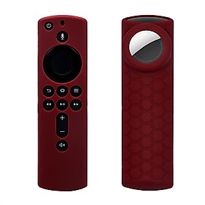 Case for Amazon Fire TV Remote with AirTag Holder | Fire TV Stick Remote Holder with Air Tag | Deluxe Silicone Fire TV Remote Protection | Amazon Remote Anti-Loss System (Red)