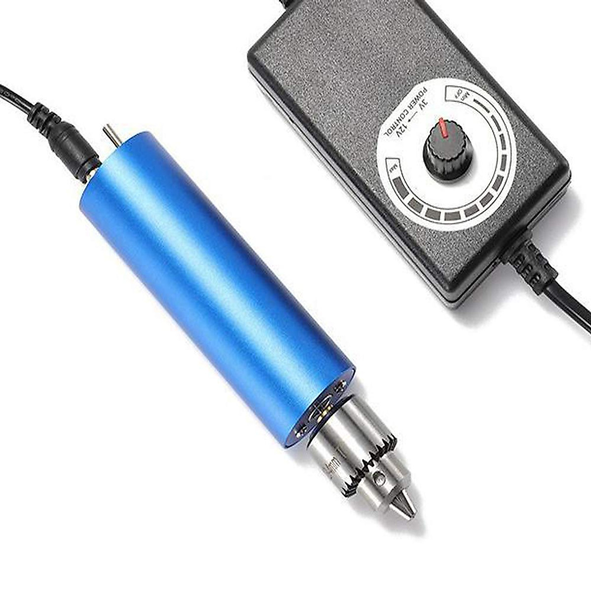 VOTOER 0.3-4mm Mini Electric Drill Micro Aluminum Hand Portable Handheld Drill Bits Puncher Rotary Tools DIY Kits, Speed Control Adjustment, 10pcs Micro Drills