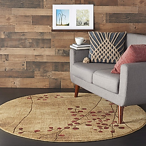 Nourison Somerset Rustic Latte 5'6" x ROUND Area-Rug, Easy-Cleaning, Non Shedding, Bed Room, Living Room, Dining Room, Kitchen (6 Round)