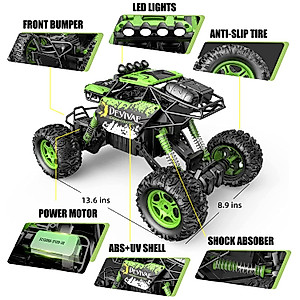 DEVIVAE RC Cars 2059 Remote Control Car for Kids Adults,1:12 All Terrain Monster Trucks , 4WD Off-Road 2.4GHz Rock Crawler,2 Batteries for 80Mins Play, RC Truck Electric Toy Gift for Boy Girl…