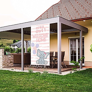 It’s A Girl Welcome Home Cute Cartoon Elephant Banner Animal Theme Decorations Decor for Girl Princess Wild One Safari Baby Shower 1st Birthday Party Gender reveal Supplies Photo Booth Props Backdrop