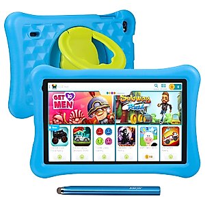 AWOW Kids Tablet, 10" Tablet pc for Kids, IPS HD Display 1280x800, Kidoz Pre-Installed, Parent Control, 2GB Ram 32GB Storage, Bluetooth, Wi-Fi, Dual Cameras, Kid-Proof Case, Stylus, Color Blue