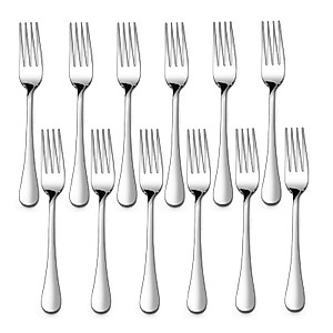 E-far Salad Forks Set of 12, Appetizer Dessert Forks Stainless Steel, Silverware Flatware Small Forks, Mirror Finish, Dishwasher Safe, 6.7-Inch