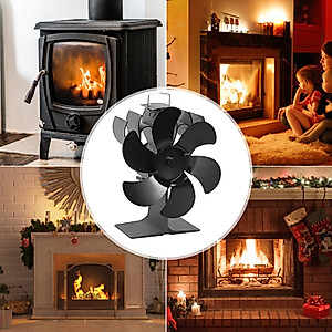 GIFZES Heat Powered Wood Stove Fan with Magnetic Thermometer, 6 Blades Wood Stove Fan Non Electric Eco Fans for Wood Stoves,Circulating Warm Air Fireplace Fan for Wood/Log Burner Stove