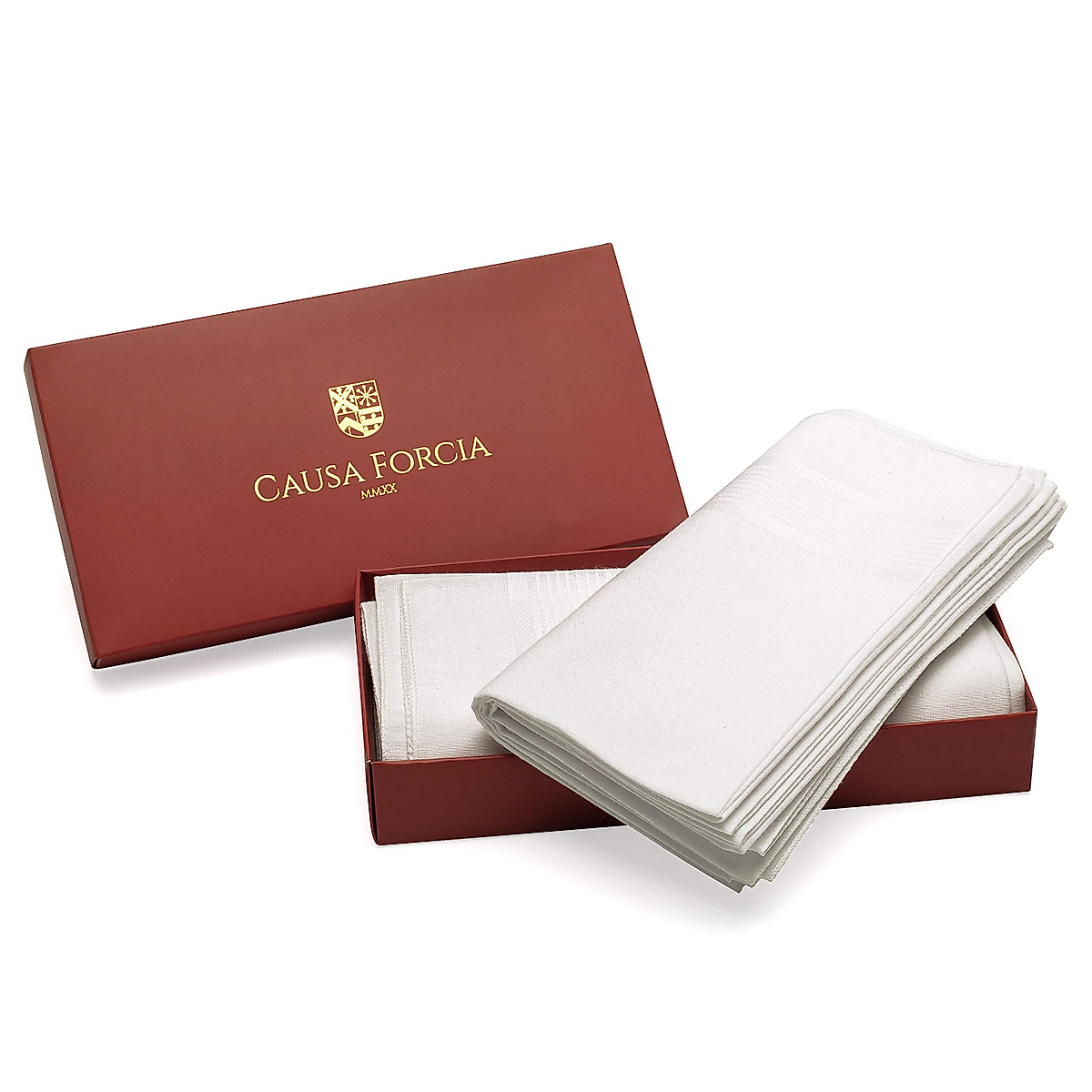 Causa Forcia Cotton Handkerchiefs for Men Thick Soft Turkish White Cotton, 12 Pack