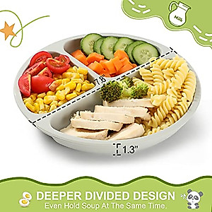 VITEVER 4 Pack Suction Plates with Lids for Baby & Toddler, 100% Food-Grade Silicone, Divided Design, Microwave & Dishwasher Safe