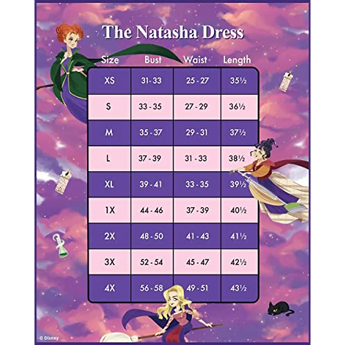 Loungefly Stitch Shoppe Disney Hocus Pocus Sunset Sanderson Sisters Natasha Dress (1X) Multicolor