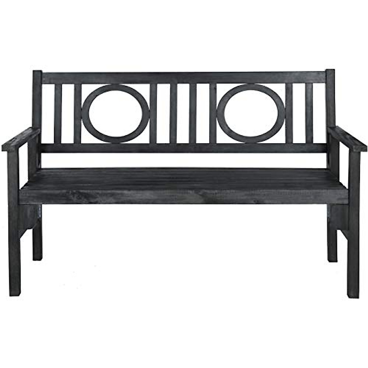 Safavieh PAT6714K Outdoor Collection Piedmont Grey Folding Bench, Dark Slate Gray
