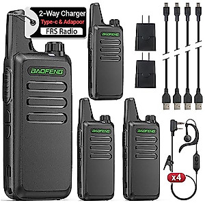 Walkie Talkies Rechargeable Long Range for Adults Baofeng FRS Walky Talky with 22 Channel Family Radio with VOX Type-CCharger Headsets for Camping Hunting Hiking,4Pack