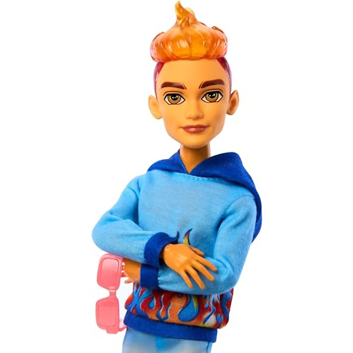 Monster High Scare-adise Island Heath Burns Doll with Flame Hoodie, Swim Trunks & Beach Accessories like Sunglasses