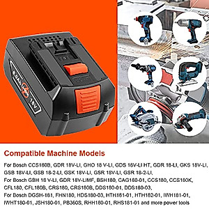 ARyee 18V 6.0Ah Bosch BAT620 Battery Replacement Bosch Cordless Power Tools BAT609 BAT610 BAT610G BAT612 BAT618 BAT618G BAT619G