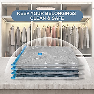 RoomiPro Space Saver Vacuum Storage Bags, 8 Medium Vacuum Sealer Bags with Pump, Storage Vacuum Sealed Bags for Clothing, Comforters, Blanket Storage, Bedding