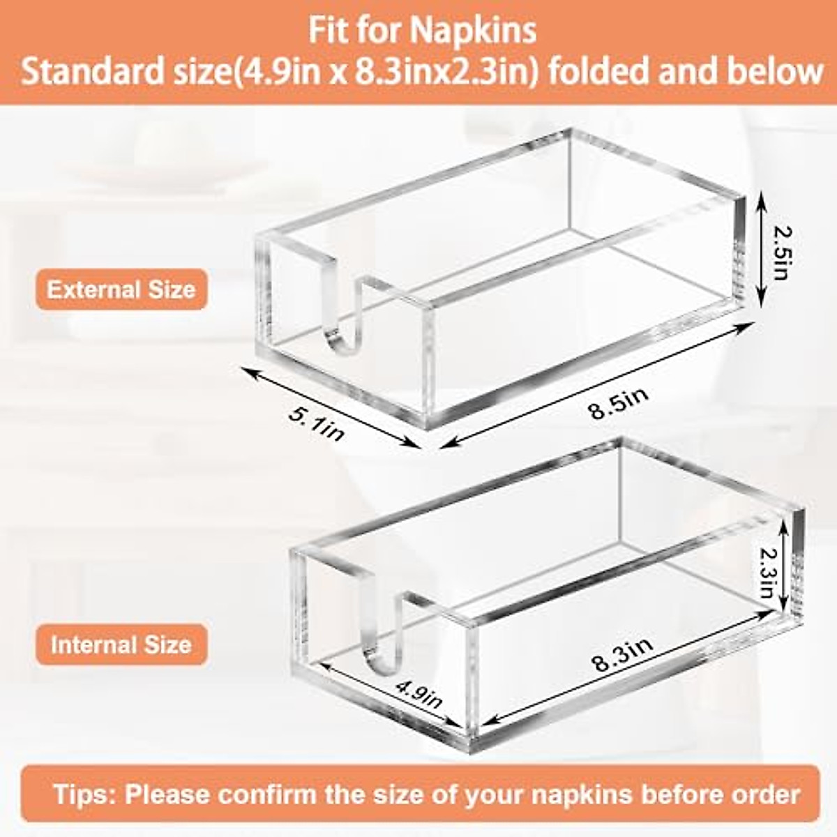 Acrylic Napkin Holder, Clear Modern Design Guest Towel Holder Tray for Bathroom, Acrylic Hand Towel Holder for Bathroom, Kitchen, Acrylic Tray Perfect for Paper Hand Towels & Bathroom Accessories