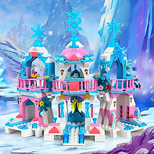 Friends Building Blocks Toys for Girls Age 6-12 Princess Castle Building Sets for Girls Magical Ice Palace Toy Castle Blocks Kit STEM Learning Roleplay Blocks for Kids Girls Christmas Birthday Gifts