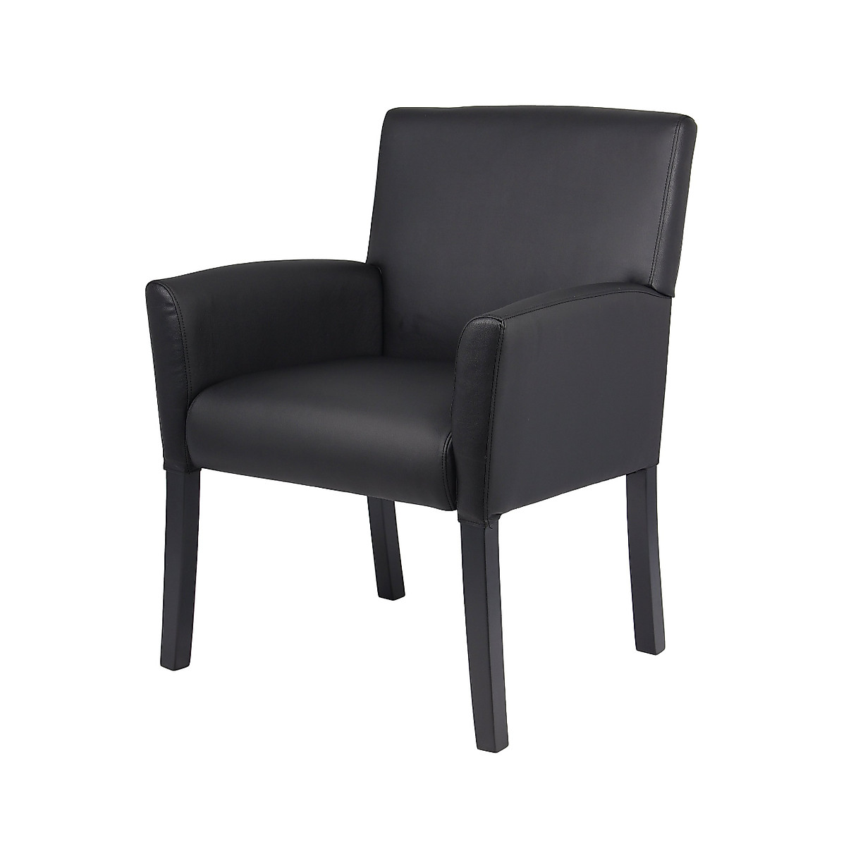 Boss Office Products Executive Box Arm Chair with Mahogany Finish in Black