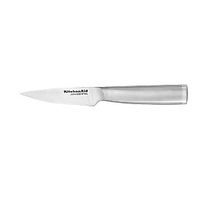 KitchenAid Gourmet Forged Stainless Steel Paring Knife with Custom-Fit Blade Cover, 3.5-inch, Sharp Kitchen Knife, High-Carbon Japanese Stainless Steel Blade, Brushed Stainless Steel Handle