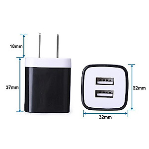 USB Charging Block, 2-Pack 5V/2.1A Dual Port Fast Wall Charger Box Power Adapter Black Fast Charging Cube for iPhone 14/13/12/11/X/8/7,iPad,iPod,Samsung S23/S22/S21/S20/S10,Note 21/20/9,Google Pixel
