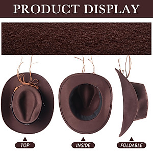 Toulite 9 Pcs Western Cowboy Hat Unisex Fur Faux Felt Hats Outback Wide Brim Travel Cap with Strap for Men Women Adults Cowgirl Indoor Outdoor Party Cosplay Costume, 9 Colors