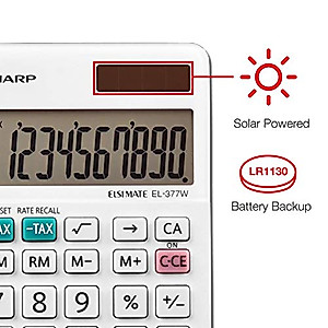 Sharp EL-377WB Business Calculator, White 2.75
