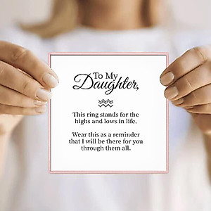 RINHOO FRIENDSHIP To My Daughter HIGHS AND LOWS Ring Inspirational Daughter-in-law Ring 14K Gold Plated Adjustable Opening Wave Pattern Rings Gift for Women (Gold)