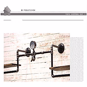 OTUGARE Industrial Pipe Clothing Rack, wall hanging clothes rack, Wood Garment Pipeline Rack for clothing shop and family