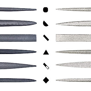 KALIM 2 Sets Carbon Steel File and Diamond File(Total 12pcs), Suitable for Metal, Wood, Jewelry, Model, DIY and Nearly All Uses, Packed in A Carry Bag.