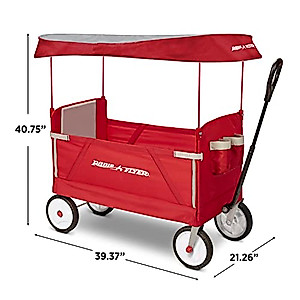 Radio Flyer 3-In-1 EZ Folding, Outdoor Collapsible Wagon for Kids & Cargo, Red Folding Wagon