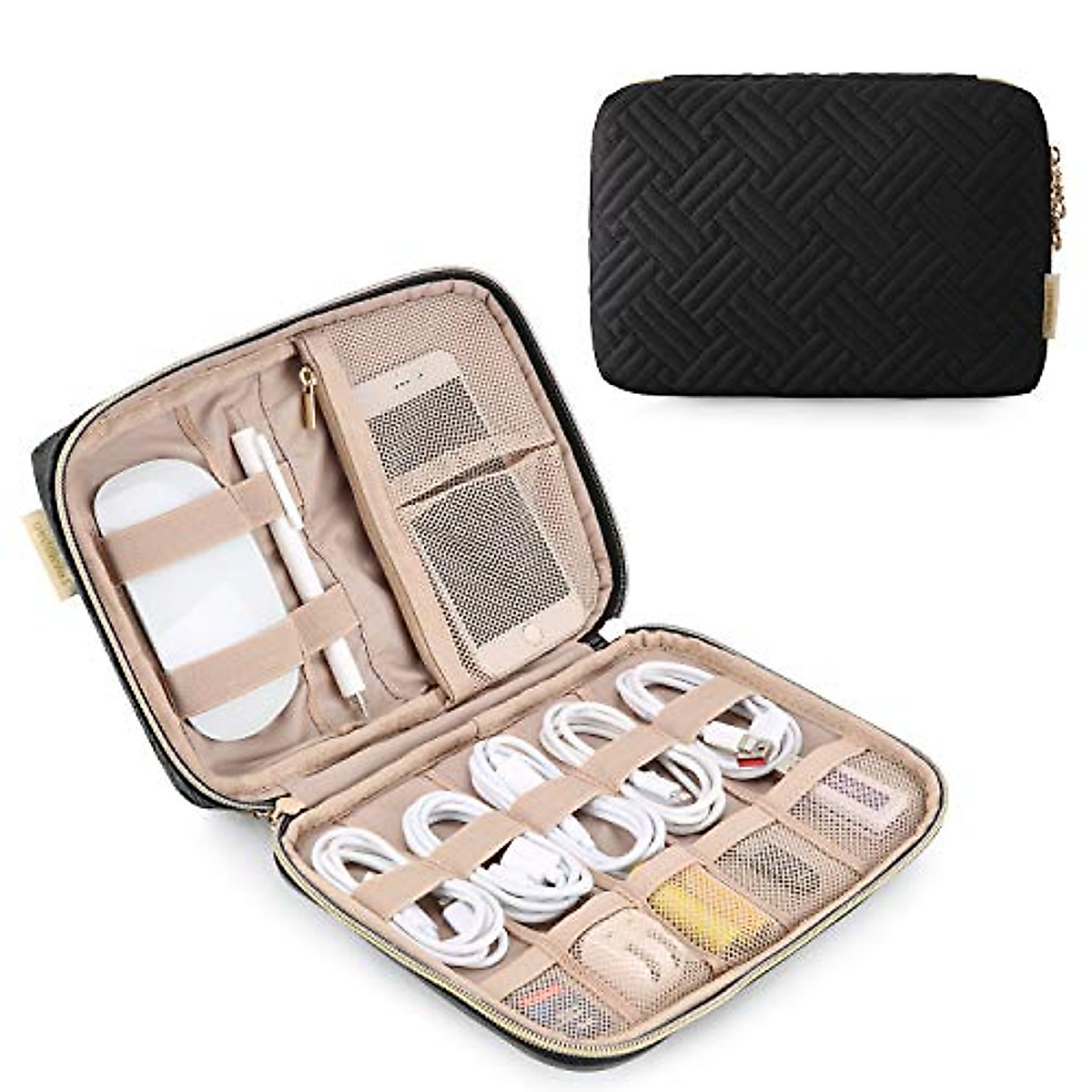 BAGSMART Backpack for Women & Electronics Organizer Set, College Must Haves, Travel Essentials for Women, Black