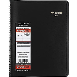 2023 Weekly Planner & Appointment Book By At A Glance - Large 8 1/4'' X 11'' - Black - Professional Spiral Bound Annual Week Schedule Calendar For Women And Men 70-950