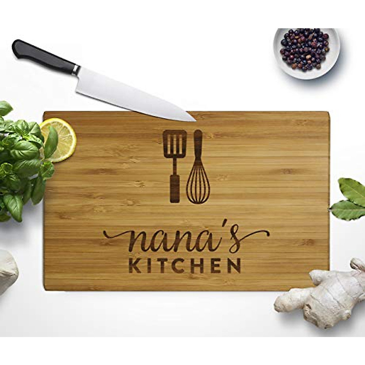 Andaz Press Laser Engraved Small Bamboo Wood Cutting Board, 9.5 x 6-inch, Nana's Kitchen, 1-Pack, Christmas Birthday Mother's Day Gift Present Ideas for Grandma Grandmother Nana