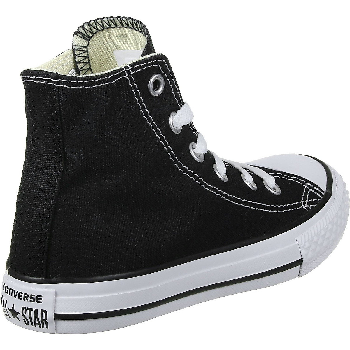 Converse Chuck Taylor All Star High Top Sneaker, Black/White/Black, 2 Little Kid