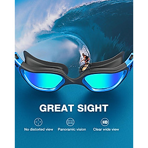 ZIONOR Swim Goggles, G1 MAX Polarized Anti-fog Swimming Goggles for Men Women Adult, UV Protection Leakproof Easy Adjustable Strap for Indoor Outdoor Swimming (Polarized + Gold)