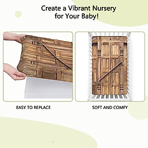 Rustic Themed Fitted Mini Crib Sheets,Portable Mini Crib Sheets Soft Toddler Mattress Sheet Fitted-Crib Mattress Sheet or Toddler Bed Sheet,24“ x38“,Brown