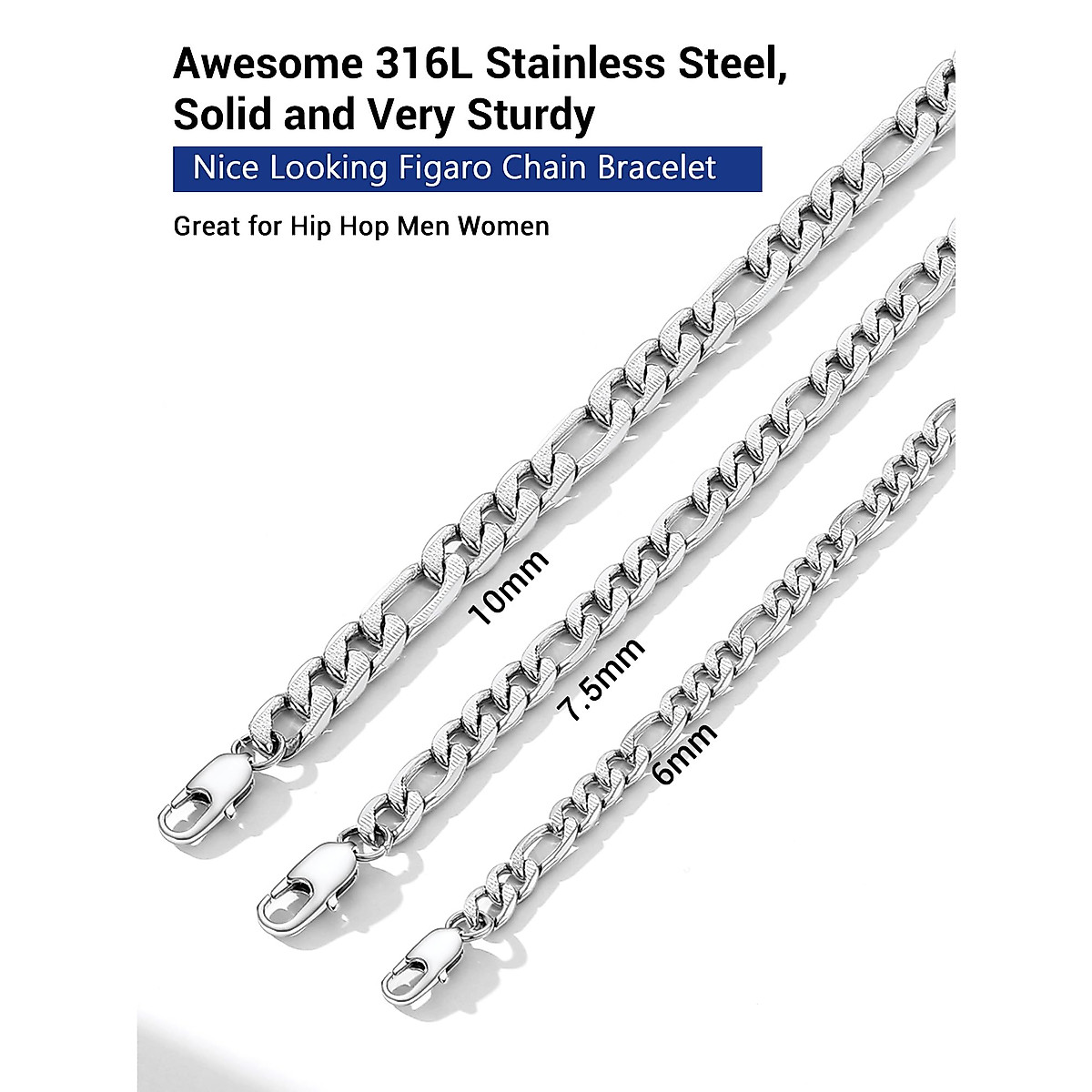 PROSTEEL Stainless Steel Chain Bracelets for Men Mens Chains Bracelet